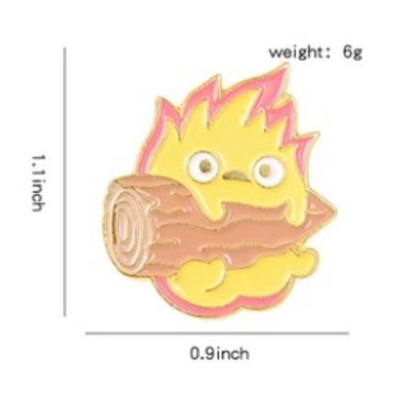 Jewelry | 63 Howls Moving Castle Calcifer Hanging From Log Enamel Pin ...